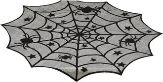 Cabilock Spitzentischdecke mit Spinnennetz Halloween Tischdeko Abdeckung f&uuml;r Kaffee Esszimmer Schutz vor Kratzern