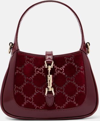 Gucci Tote Bag Jackie aus Samt und Lackleder mit Kristallen