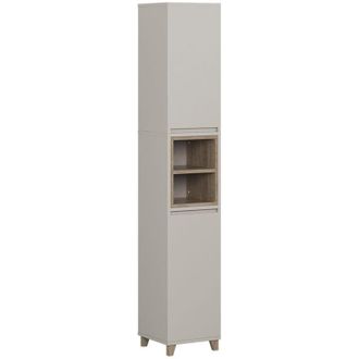 Vicco Hochschrank Elnor, Greige/Eiche, 30 x 170 cm mit 2 T&uuml;ren, Vicco