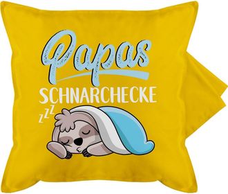Shirtracer Kissenbezug - Geschenk zum Vatertag - Papas Schnarchecke mit Faultier - weiß - 50 x 50 cm - Gelb - schnarchkissen spruchkissen papa vatertagsgeschenk 