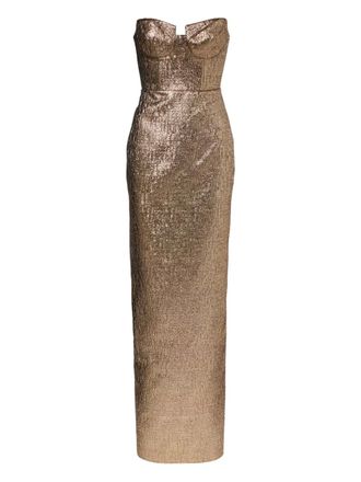 Roland Mouret Maxikleid mit Schlitz - Gold