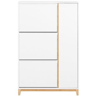 SoBuy SoBuy Schuhschrank, Aufbewahrungsschrank mit 3 Klappen und 1 T&uuml;r, Schuhschrank, Schuhkommode, Eingangsschrank, Schuhaufbewahrung, FSR189-WN