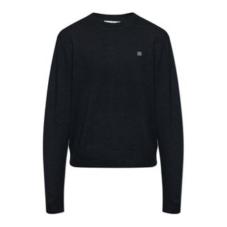 Acne Studios Wollpullover mit Logo - - Knitwear - Herren - Schwarzk - L