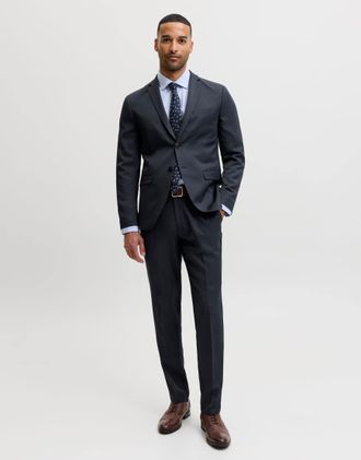 Jack & Jones blazer &agrave; simple boutonnage et pantalon de costume bleu marine fonc&eacute;