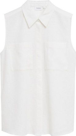 Comma Blusentop Bluse Blusentop aus Leinenmix mit Hemdkragen