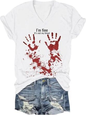 Generic T-shirt imprim&eacute; &agrave; manches courtes et col rond pour femme, rose vif, 4XL