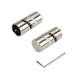 Liedeco Endst&uuml;ck, Endknopf Boston mit Kunststeinbesatz | Gardinenstangen 20 mm Piano Klavierlack-Serie | 2 St&uuml;ck | Edelstahl-Optik