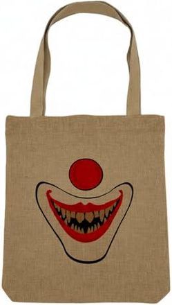 Fabulous Sac Shopping Tote Bag Aspect Lin - Clown Diabolique Monstre Halloween Peur Horreur - Sac de Courses Toile Epaisse 360g Beige Naturel Cabas Port&eacute; Epaul