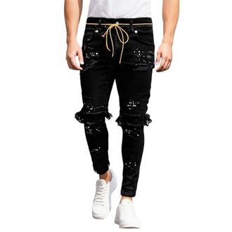 Generic Jean Homme Jeans Homme Pantalon en Jean Trou&eacute; Minceur Mollet Style Sport D&eacute;contract&eacute; - Coupe Amincissante Et Libert&eacute; De Mouvement