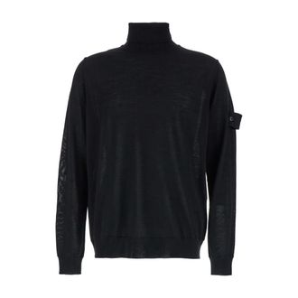 Stone Island Homme, Pulls, Noir, Taille: XL Pulls Merinos Girocollo Noirs