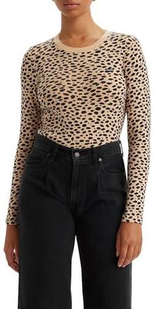 Levi's Femme Long-Sleeve Baby Tee, New Stella Leopard Almond Buff, XS
