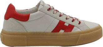 Hogan Low-Top Sneaker - White Leather Sneakers With Red Accents - Gr. 37,5 (EU) - in Braun - f&uuml;r Damen