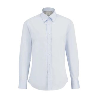 Brunello Cucinelli Baumwoll-Twill Slim Fit Hemd - - Shirts - Herren - Blau - L
