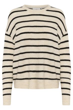 Kaffe Strickpullover KAlida M, Feather Gray Mel/Black Stripe M