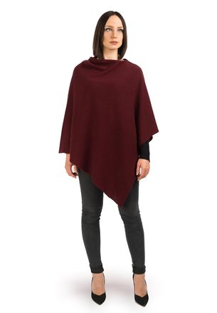 DALLE PIANE CASHMERE Poncho aus 100% Kaschmir - Made in Italy - für Frau, Farbe: Bordeaux, Einheitsgröße