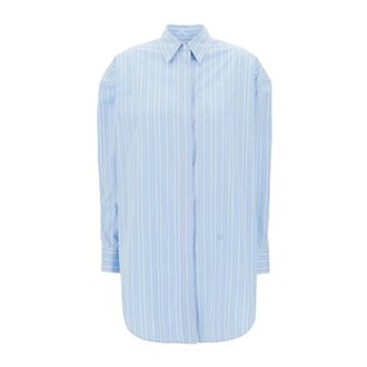 Off-white Gestreiftes Popeline Hemdblusenkleid - - Dresses - Damen - Blau - 2XS