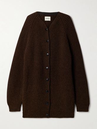 Khaite Jina Oversized-cardigan Aus Geripptem Kaschmir - Braun