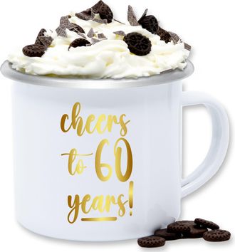 Shirtracer Emaille Tasse Blechtasse - Cheers to 60 years I 60. Geburtstag Geschenke 60 Jahre Mann Geburtstag Frau Sechzigster I 60er I 60ter I 60iger - 300 ml - 