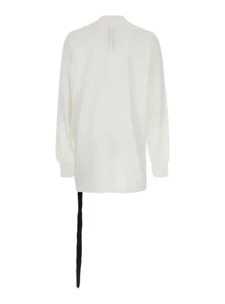 Rick Owens Mens White Crewneck T-Shirt With Logo Print Cotton T-Shirts And Polos