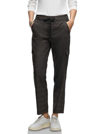 Street One Damen 3716943 Karierte Cargo Hose, Silk Brown, 40W / 30L EU