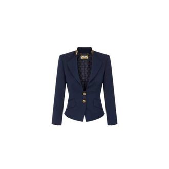 Elisabetta Franchi Gabardine-Jacke mit Juwelenkragen - - Jackets - Damen - Blau - S