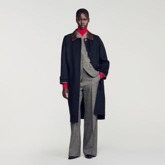Sandro Langer Mantel aus Doubleface-Wolle
