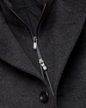 CHARLES TYRWHITT Mantel aus reiner Wolle mit Stehkragen - Anthrazit