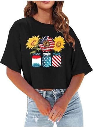 Generic Hauts courts d&eacute;t&eacute; graphiques pour femmes 2025 &agrave; manches courtes d&eacute;contract&eacute;s amples et tendance, coupe ample, mignon, demi-chemises danniversaire, pou