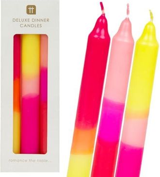 Talking Tables Ombre Stabkerzen 3er-Pack - Pink, Gelb & Orange - Deko Kerzen f&uuml;r Tischdeko, Abendessen, Hochzeit, Geburtstag, Party - je 19,5 cm, unscented