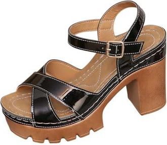 Generic Sandales &agrave; talons pour femme - Bout ouvert - Tendance - Respirantes - Semelle &eacute;paisse - Antid&eacute;rapantes - Confortables - Style d&eacute;contract&eacute; - Pour le tr