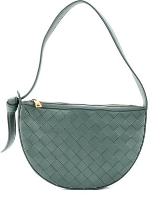 Bottega Veneta Mini Sunrise Intrecciato Schultertasche - Gr&uuml;n