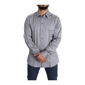 Dolce & Gabbana Graues Hemd Klassische Passform - - Shirts - Herren - Grau - XS