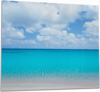 Wallario Herdabdeckplatte/Spritzschutz aus Glas, 1-teilig, 60x52cm, für Ceran- und Induktionsherde, Sandstrand und blaues Meer