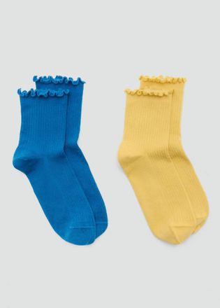 Mango Lot 2 paires de chaussettes coton jaune - Femme - Taille unique - MANGO