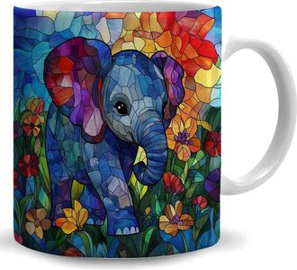 Generic Keramik Kaffeetasse Elefant Kaffeebecher beidseitig bedruckt Tassendruck für Kaffee Tee 330ml