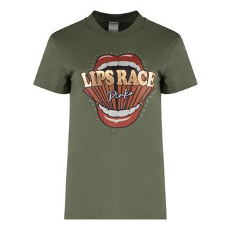 Pinko Baumwoll-T-Shirt mit Rundhalsausschnitt - - Tops - Damen - Gr&uuml;n - M
