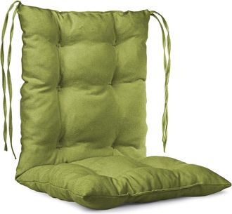 MG Design Stuhlkissen 50 x 100 cm Sitzkissen grün - Gartenstühle Sitzauflagen aus Polsterstoff, mit weicher Füllung, mit Schnüren zum Binden - Niedriglehner Auf