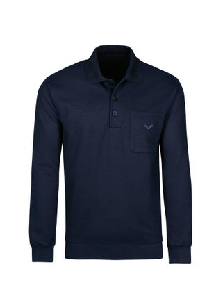 Trigema Herren Langarm Polo aus Sweat-Qualität,Navy,3XL