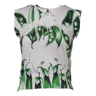 Dolce & Gabbana Femme, Blouses et Chemises, Multicolore, Taille: 32 FR Haut Blouse Sans Manches Imprim&eacute; Pois Verts