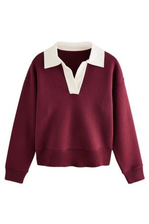 Next Polokragenpullover Weiches, gem&uuml;tliches Button-down-Polo-Sweatshirt (1-tlg)