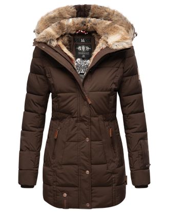 Marikoo Damen Winter Jacke Mantel Parka warm gef&uuml;tterte Winterjacke B817 [B817-Lieblings-Dunkelbraun-Gr.XS]