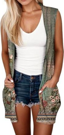 Generic Vestes d&eacute;t&eacute; 2026 pour femmes, robes d&eacute;t&eacute; pour femmes, robe longue d&eacute;contract&eacute;e &agrave; motif floral boh&egrave;me, robe d&eacute;t&eacute; sans manches, col en V, robe d&eacute;bardeur