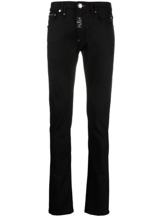 Philipp Plein jean slim Hexagon &agrave; taille basse - Noir