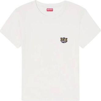 Kenzo Femme, Tops, Beige, Taille: 40 FR T-shirt Brod&eacute;e Tigre Sauvage