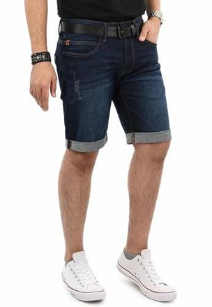 Indicode B797 - Jean court pour homme (S-3XL) - Coupe droite - Pantalon stretch - 98 % coton - L&eacute;ger et respirant, bleu, L