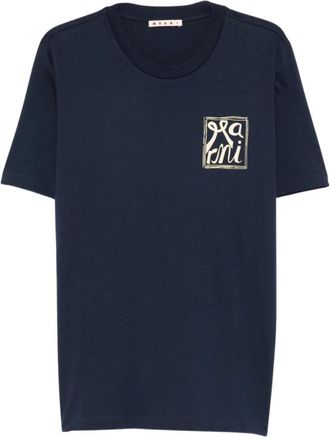Marni Homme, Tops, Bleu, Taille: M Logo T-Shirt