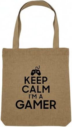 Fabulous Sac Shopping Tote Bag Aspect Lin - Keep Calm Im a Gamer Parodie M&eacute;tier Job Jeux Vid&eacute;o - Sac de Courses Toile Epaisse 360g Beige Naturel Cabas Port&eacute; Ep