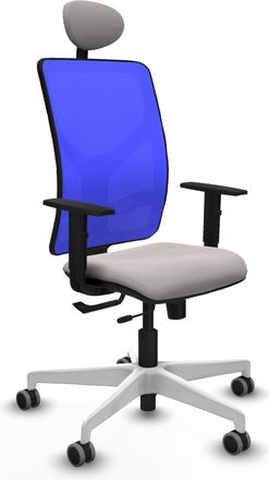 Piqueras y Crespo Schreibtischstuhl in Wei&szlig; und Blau, mit 1D-Armlehnen, h&ouml;henverstellbarer Lendenwirbelst&uuml;tze und festem Kopfteil, ausgestattet mit Syncro/Traslack und 