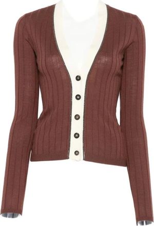 Brunello Cucinelli Femme, Pulls, Brun, Taille: 42 FR Virgin Wool Cashmere Cardigan