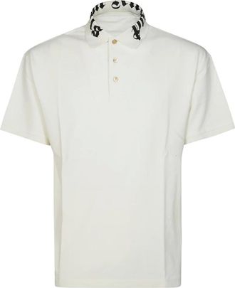 Palm Angels Homme, Tops, Blanc, Taille: M Neck Logo Polo S/S